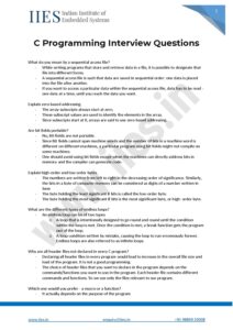Interview level Q&A on C - IIES